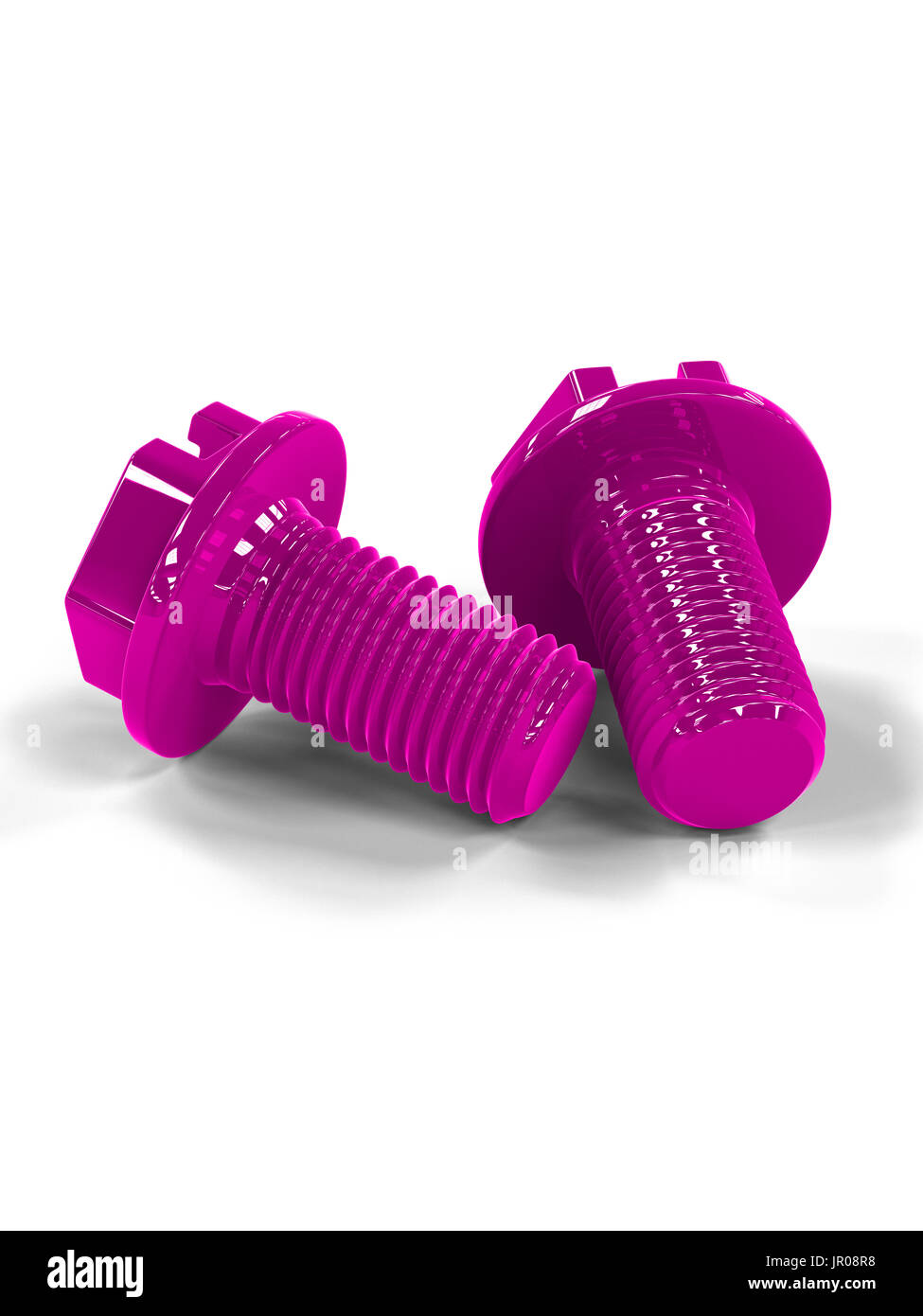 3D illustration of pink glossy isolated bolt on white background with ...