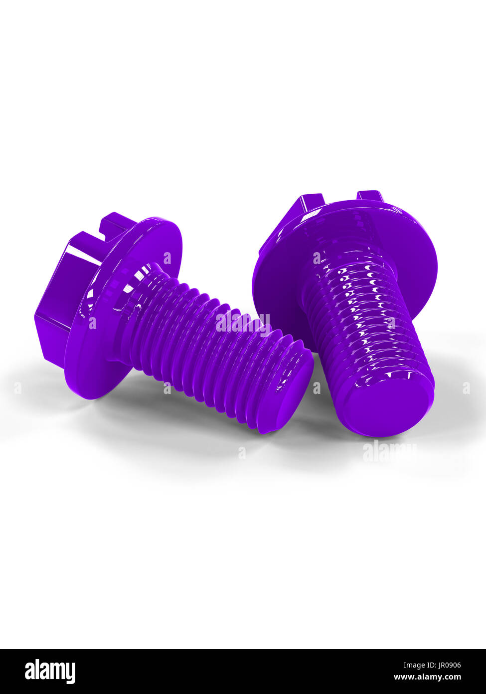 3D illustration of violet glossy isolated bolt on white background with ...