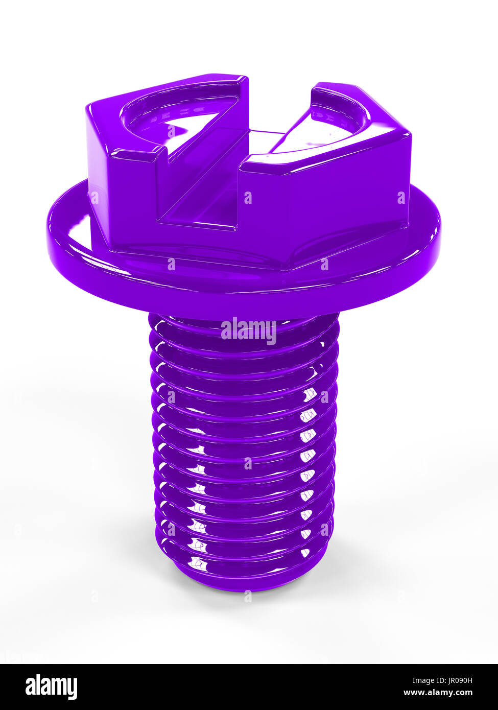 3D illustration of violet glossy isolated bolt on white background with ...