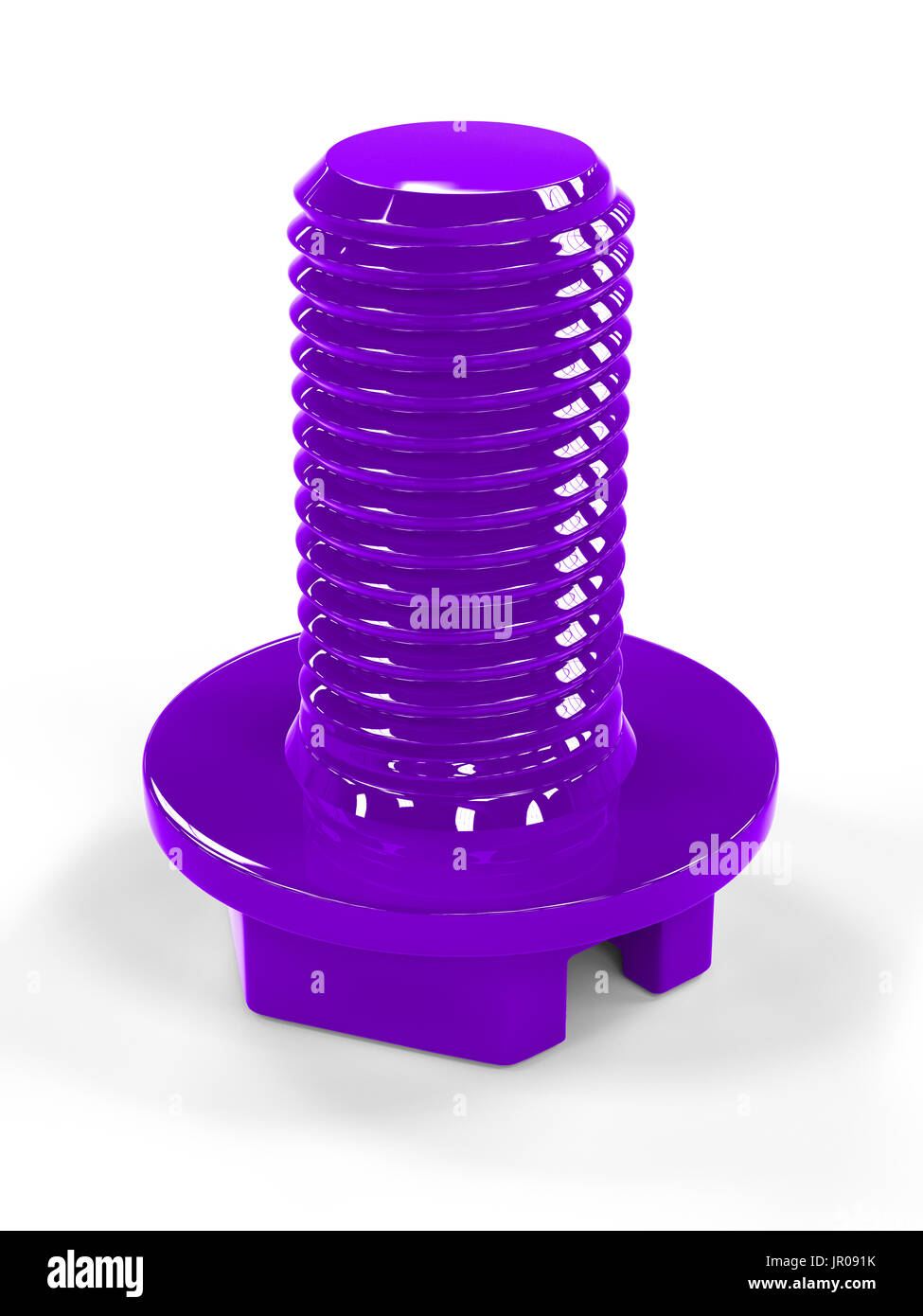 3D illustration of violet glossy isolated bolt on white background with ...
