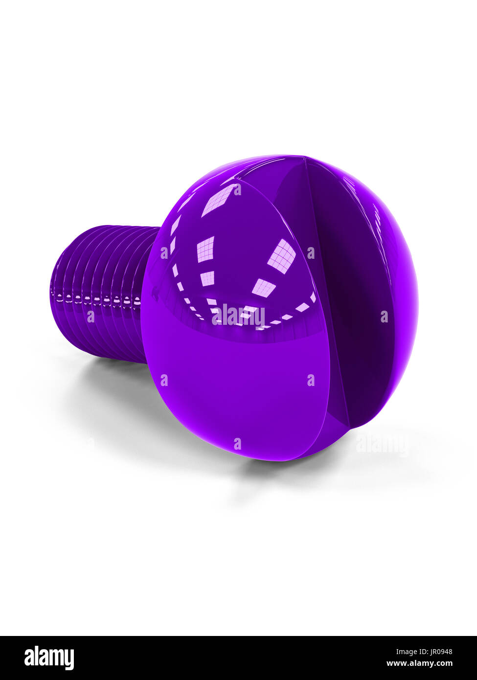3D illustration of violet glossy isolated bolt on white background with ...