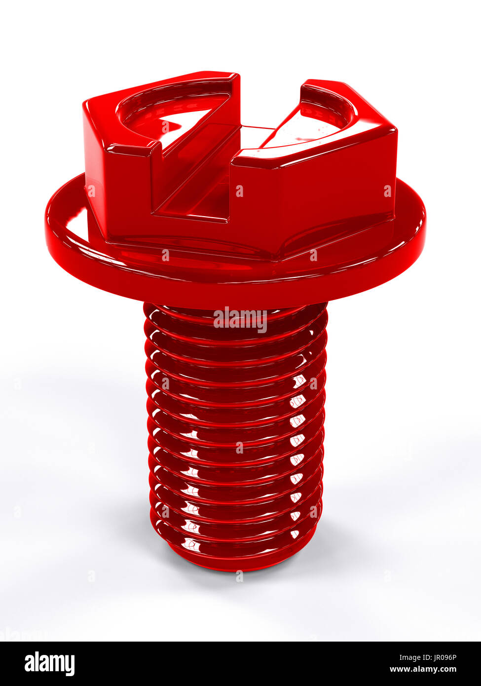 3D illustration of red glossy isolated bolt on white background with ...