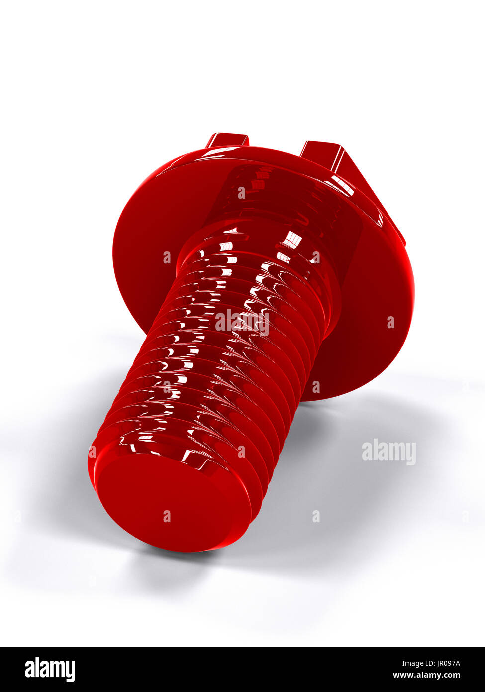 3D illustration of red glossy isolated bolt on white background with ...