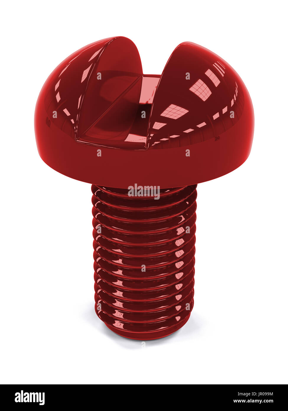 3D illustration of red glossy isolated bolt on white background with ...