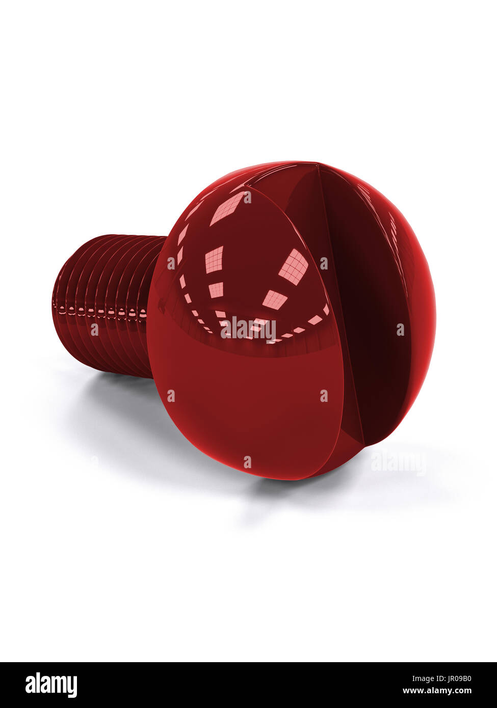 3D illustration of red glossy isolated bolt on white background with ...