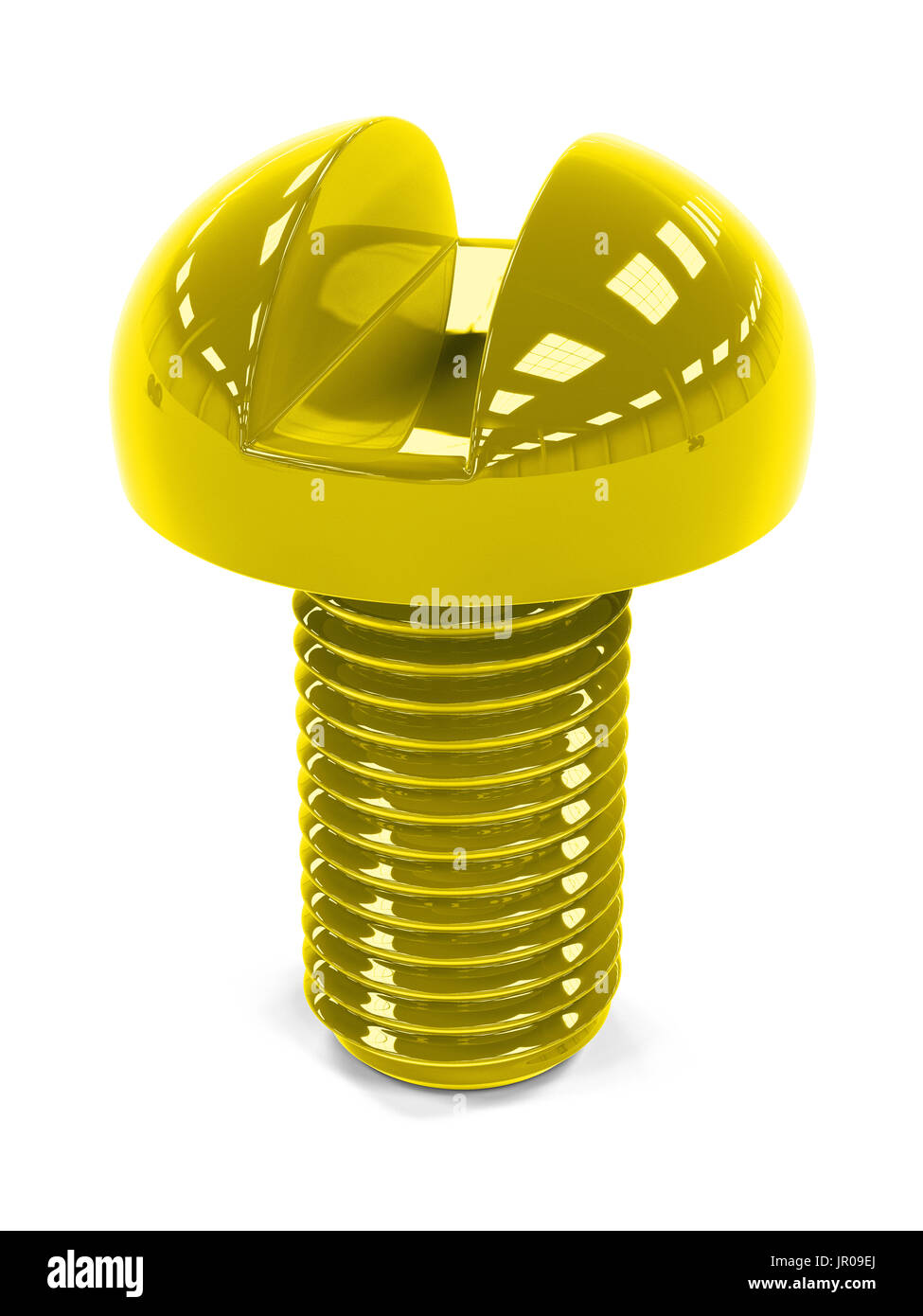 3D illustration of yellow glossy isolated bolt on white background with ...
