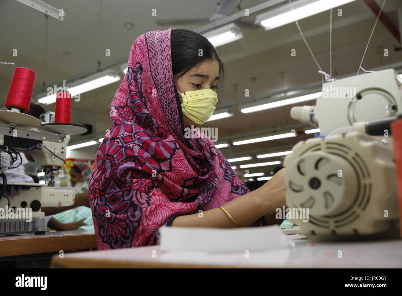 Ready-made garment workers participate in a fire fighting training ...