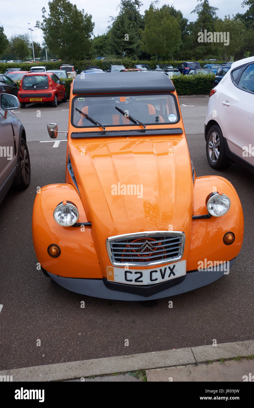 Orange Citroen 2CV. UK Stock Photo - Alamy