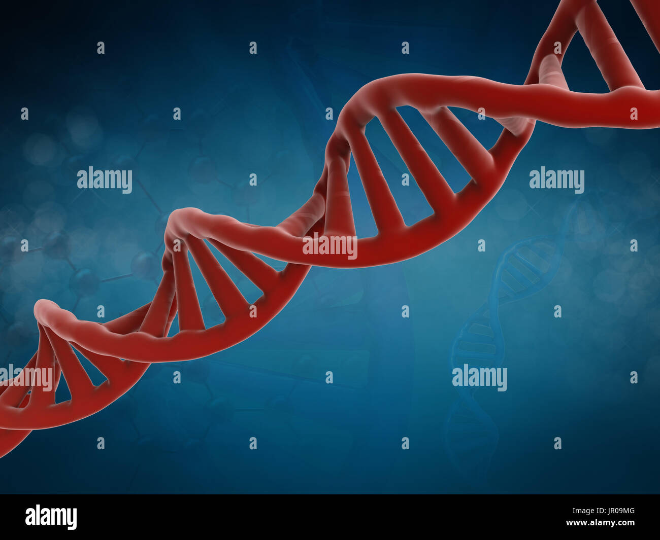 3d rendering dna structure or dna helix on blue background Stock Photo ...