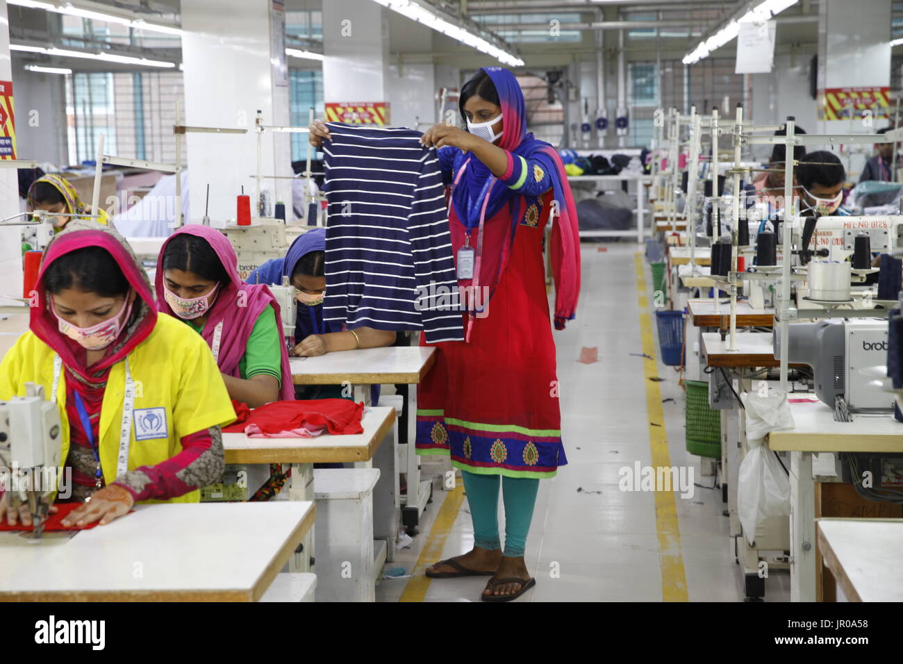 Ready-Made Garment workers having knit training in a factory in Gazipur ...