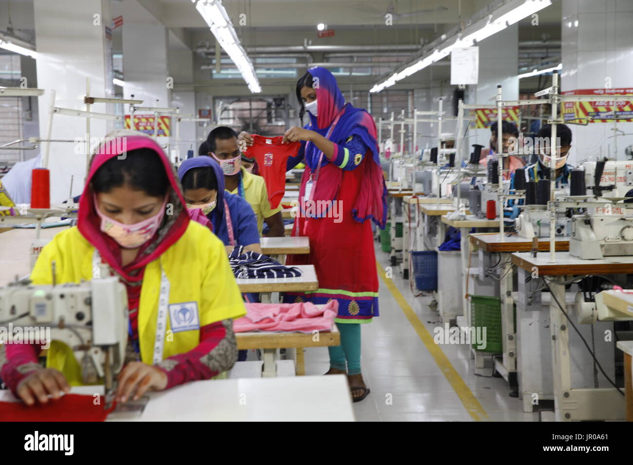 Ready-Made Garment workers having knit training in a factory in Gazipur ...