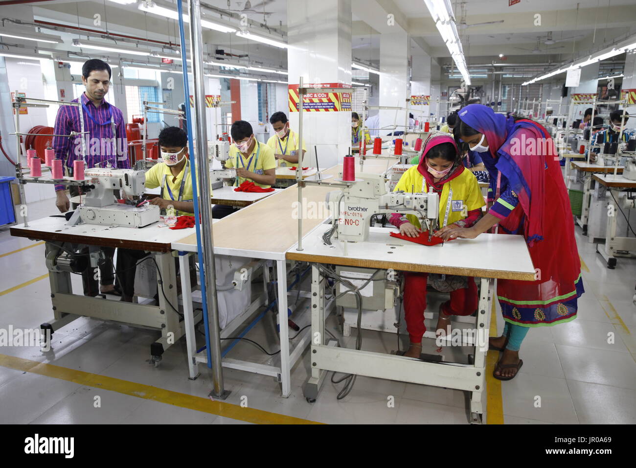 Ready-Made Garment workers having knit training in a factory in Gazipur ...