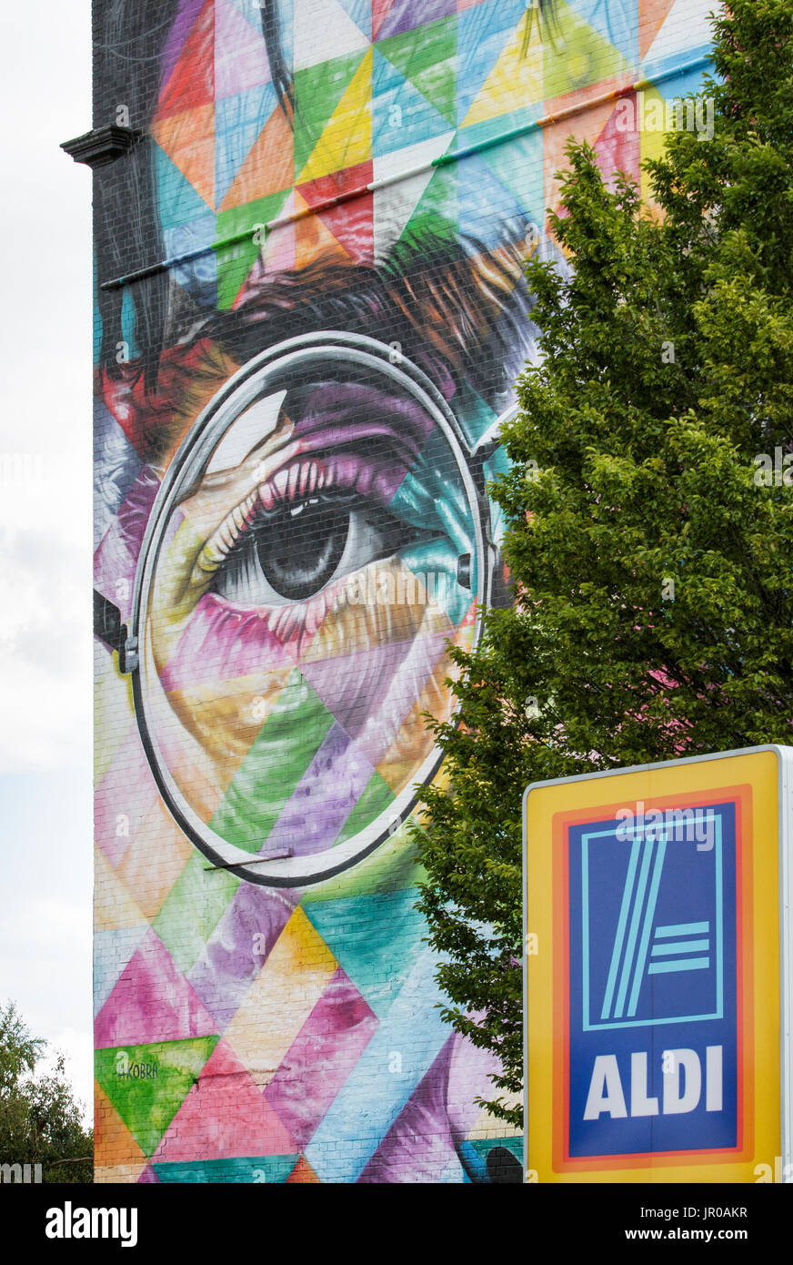 Artist Eduardo Kobra's giant sized John Lennon mural created for upfest ...
