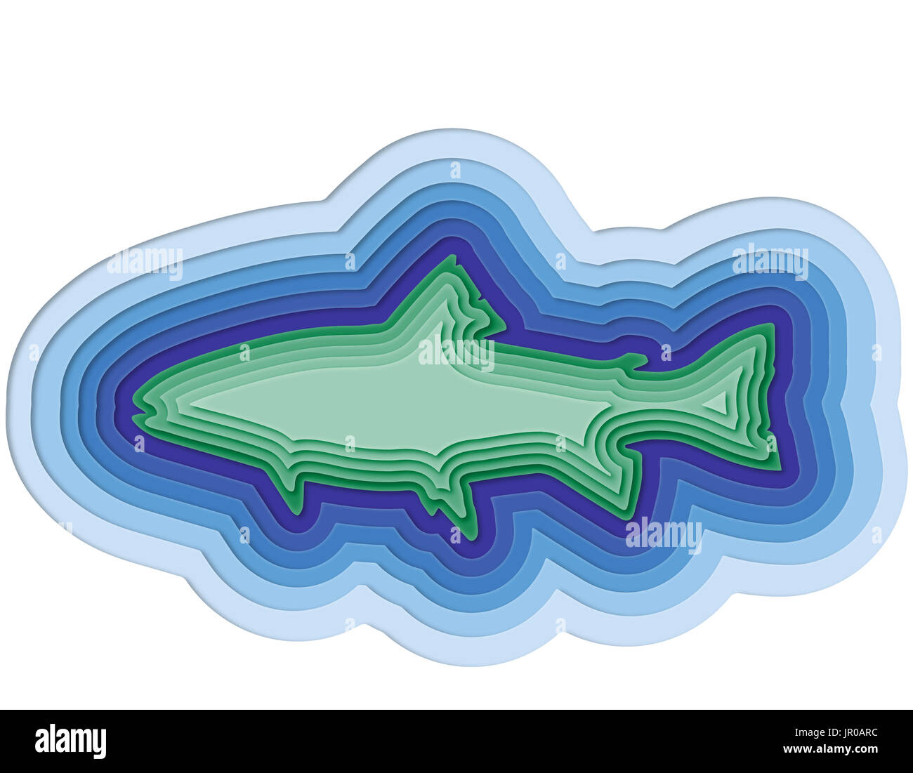 illustration of a layered fish in the ocean Stock Photo - Alamy