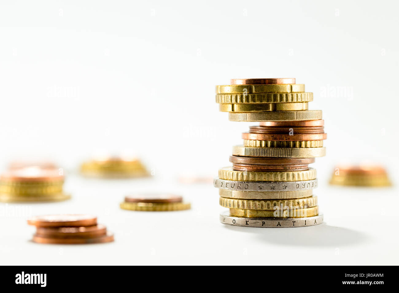 euro coins money stack tower Stock Photo - Alamy