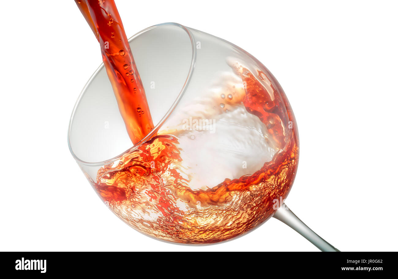 Wine splashing on glass isolated on white background Stock Photo - Alamy