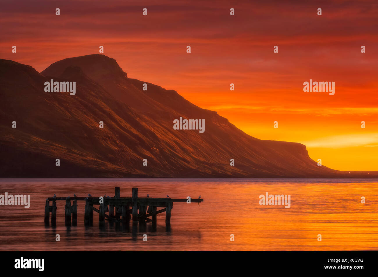 Sunrise Over The Waters Near Djupavik, Strandir Coast; West Fjords ...