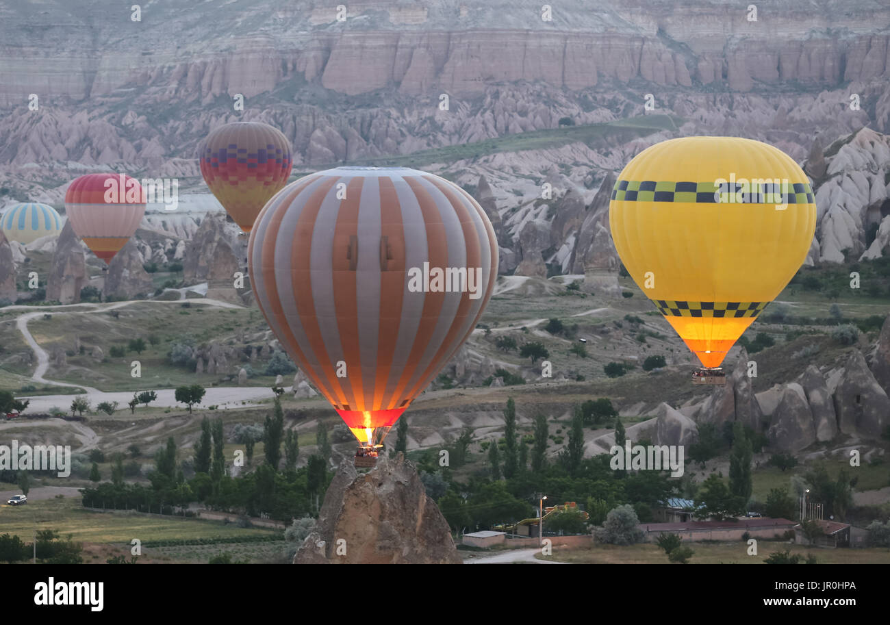 Hot Air Balloons in Cappadocia Valleys, Turkey Stock Photo - Alamy