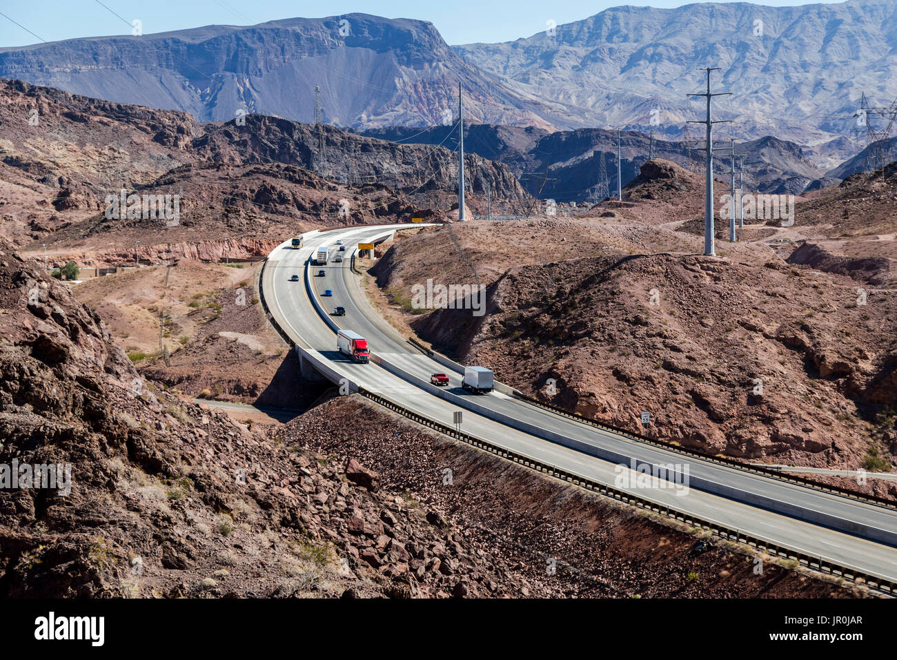 The Arizona Freeway Just Crossing The Border From Nevada Into Arizona ...