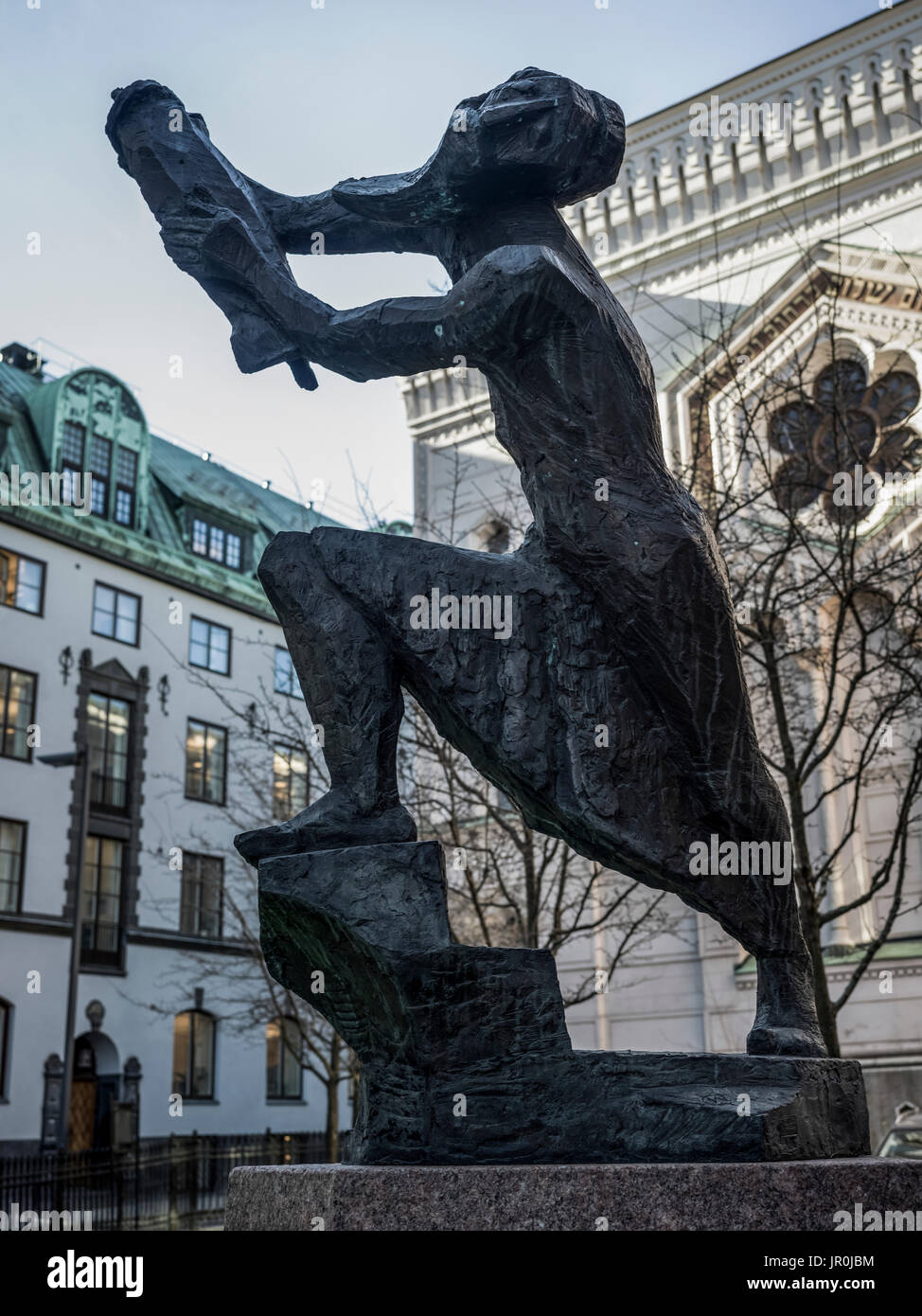 Statue Outside The Great Synagogue Of Stockholm; Stockholm, Sweden ...