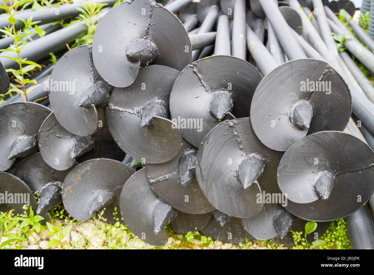 Construction material piles for building foundations for houses Stock ...