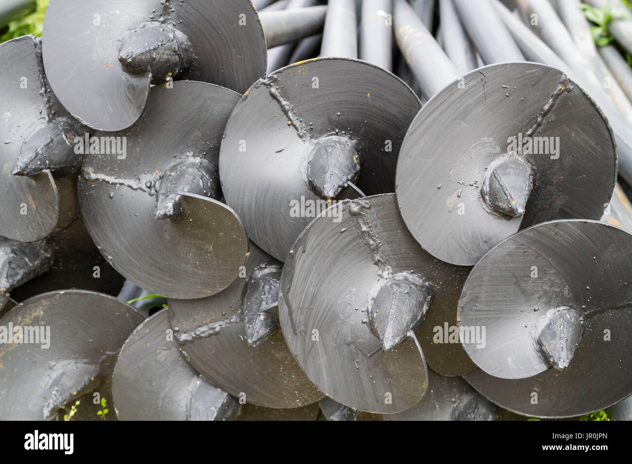 Construction material piles for building foundations for houses Stock ...