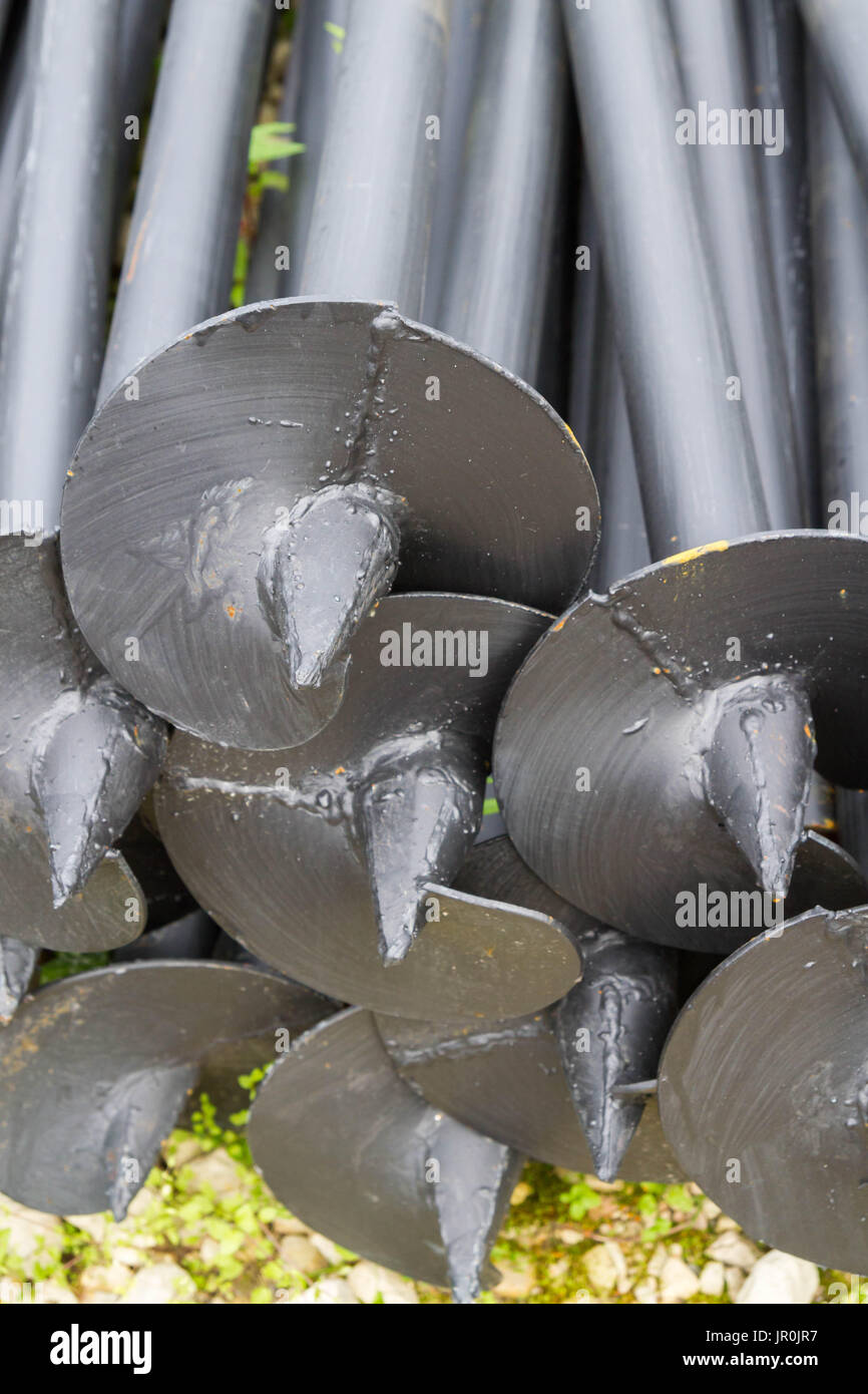 Construction material piles for building foundations for houses Stock ...