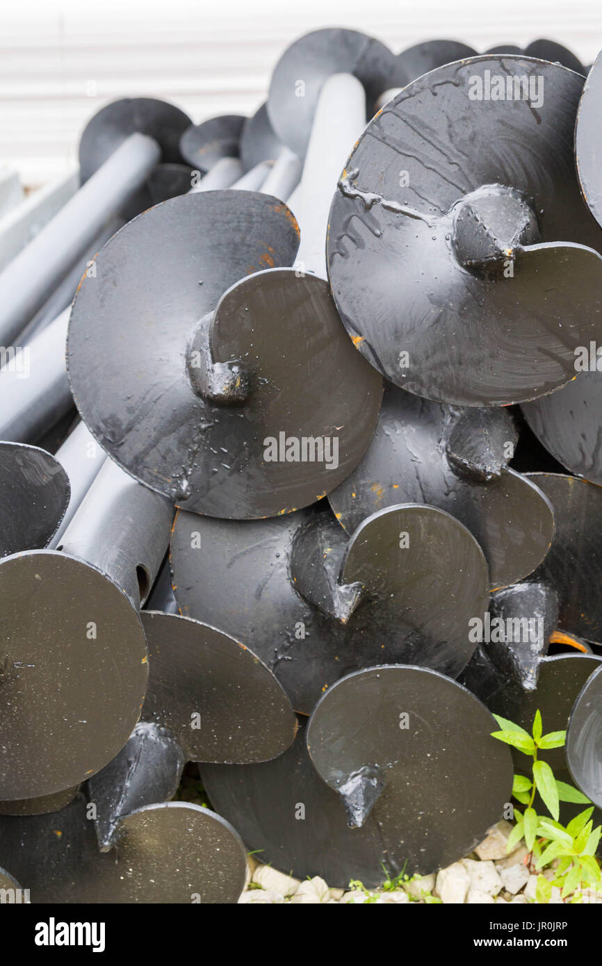 Construction material piles for building foundations for houses Stock ...