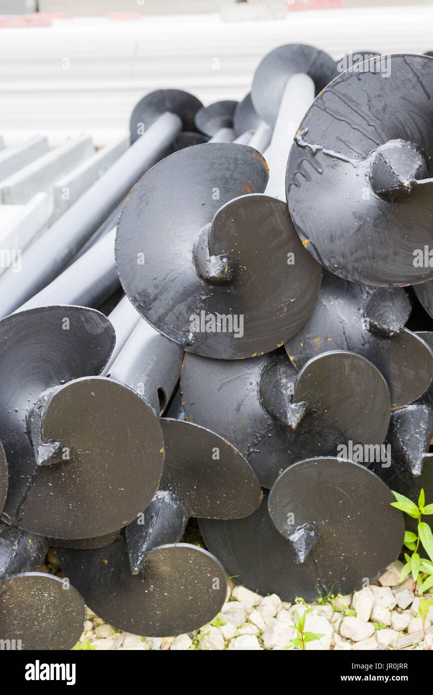 Construction material piles for building foundations for houses Stock ...