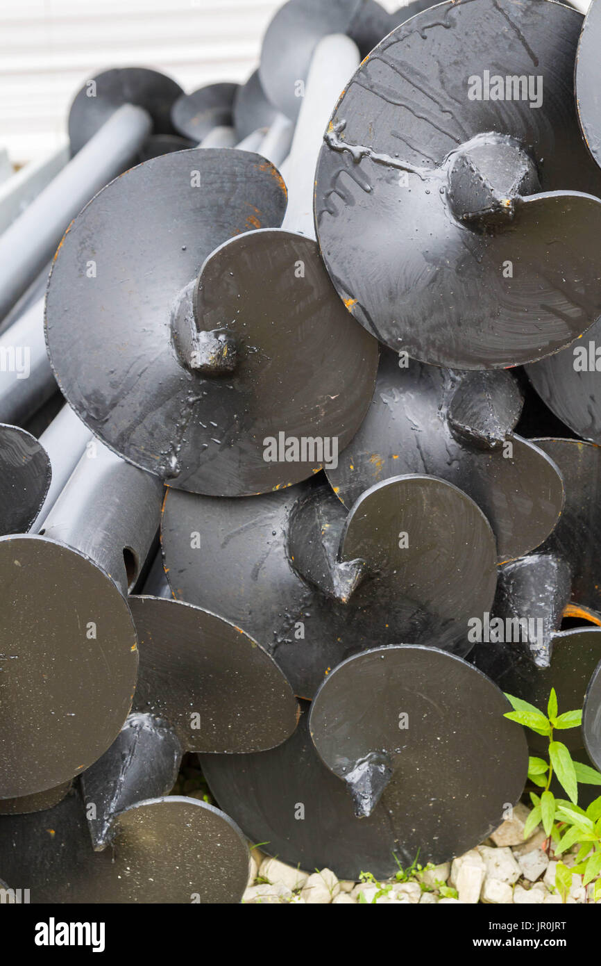 Construction material piles for building foundations for houses Stock ...