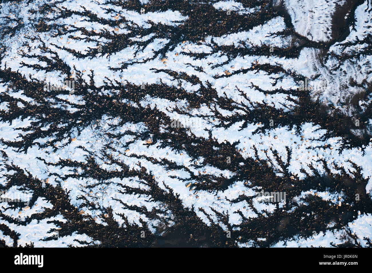 Aerial View Of The Landscape In Winter With Unique Branching Patterns ...