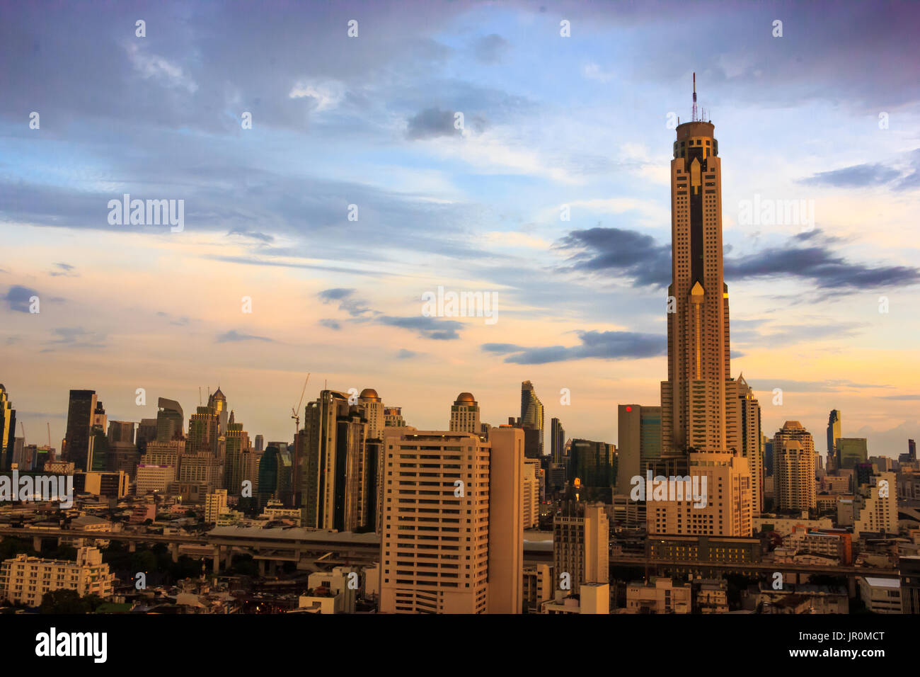 Bangkok Cityscape, Baiyoke Tower with twilight sky as background in ...
