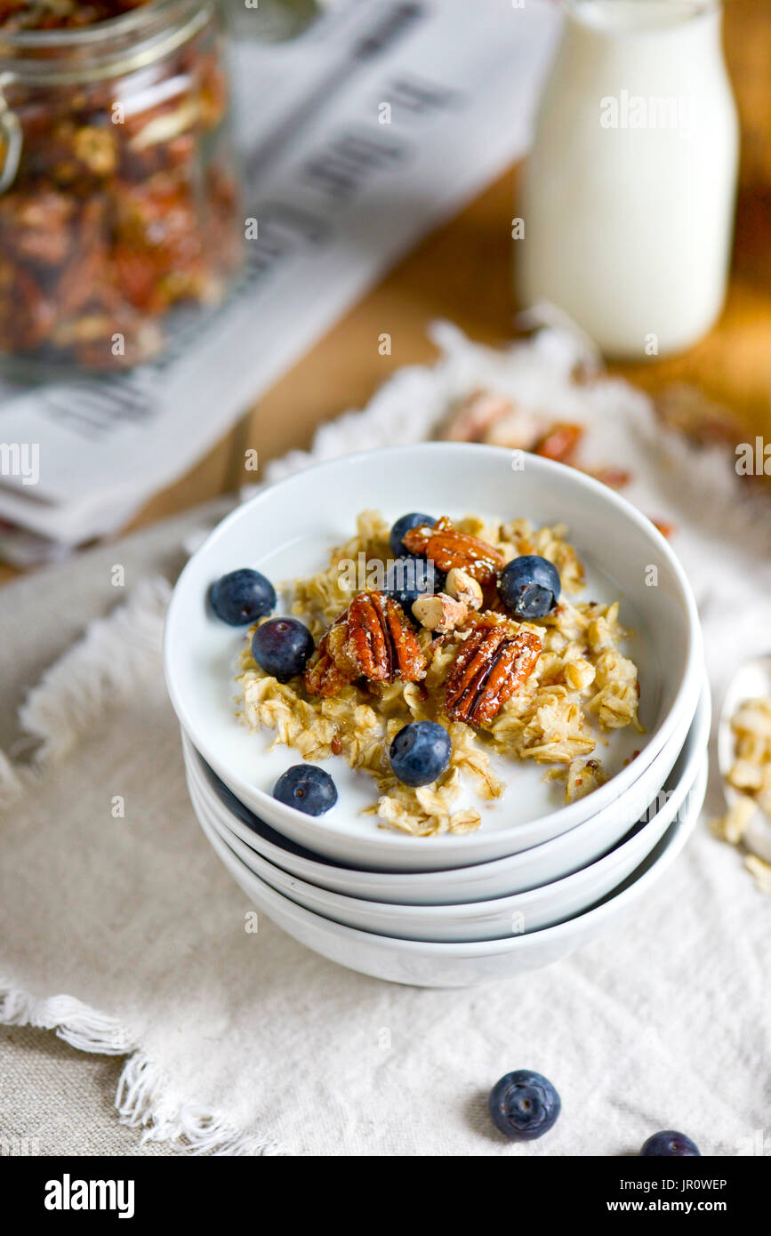 oat meal, breakfast food, blue berries Stock Photo - Alamy