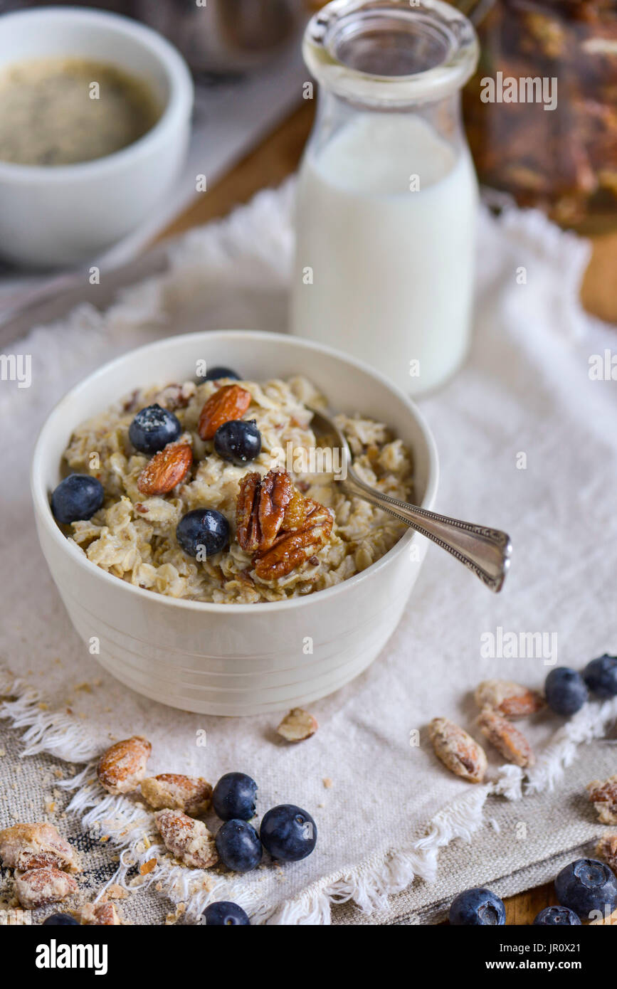 oat meal, breakfast food, blue berries Stock Photo - Alamy