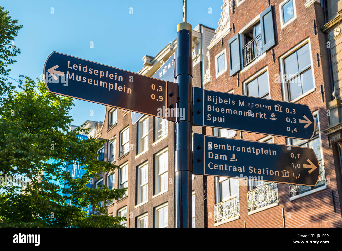 Direction signs in Amsterdam - AMSTERDAM - THE NETHERLANDS 2017 Stock ...