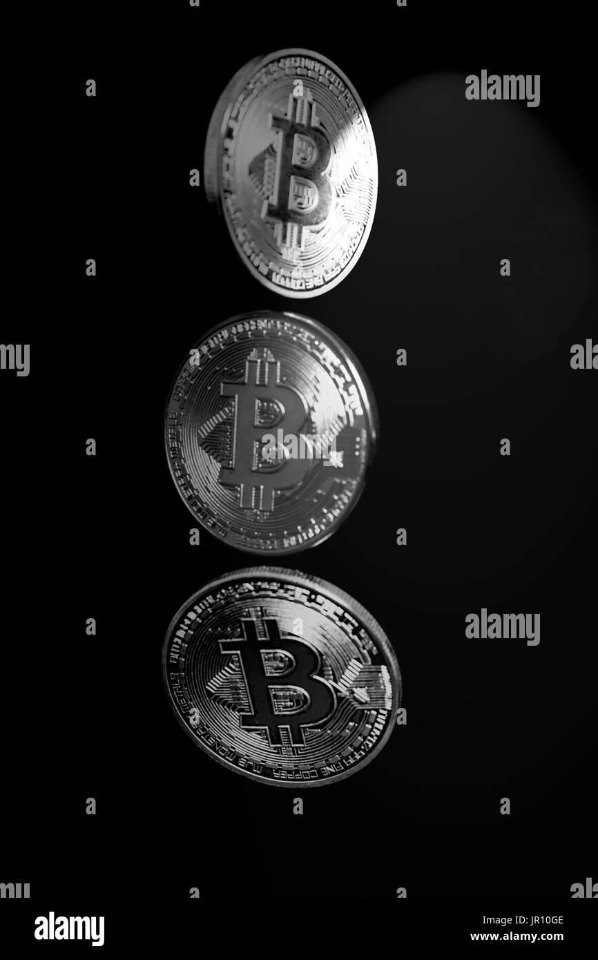 Bitcoin coins digital money Black and White Stock Photos & Images - Alamy