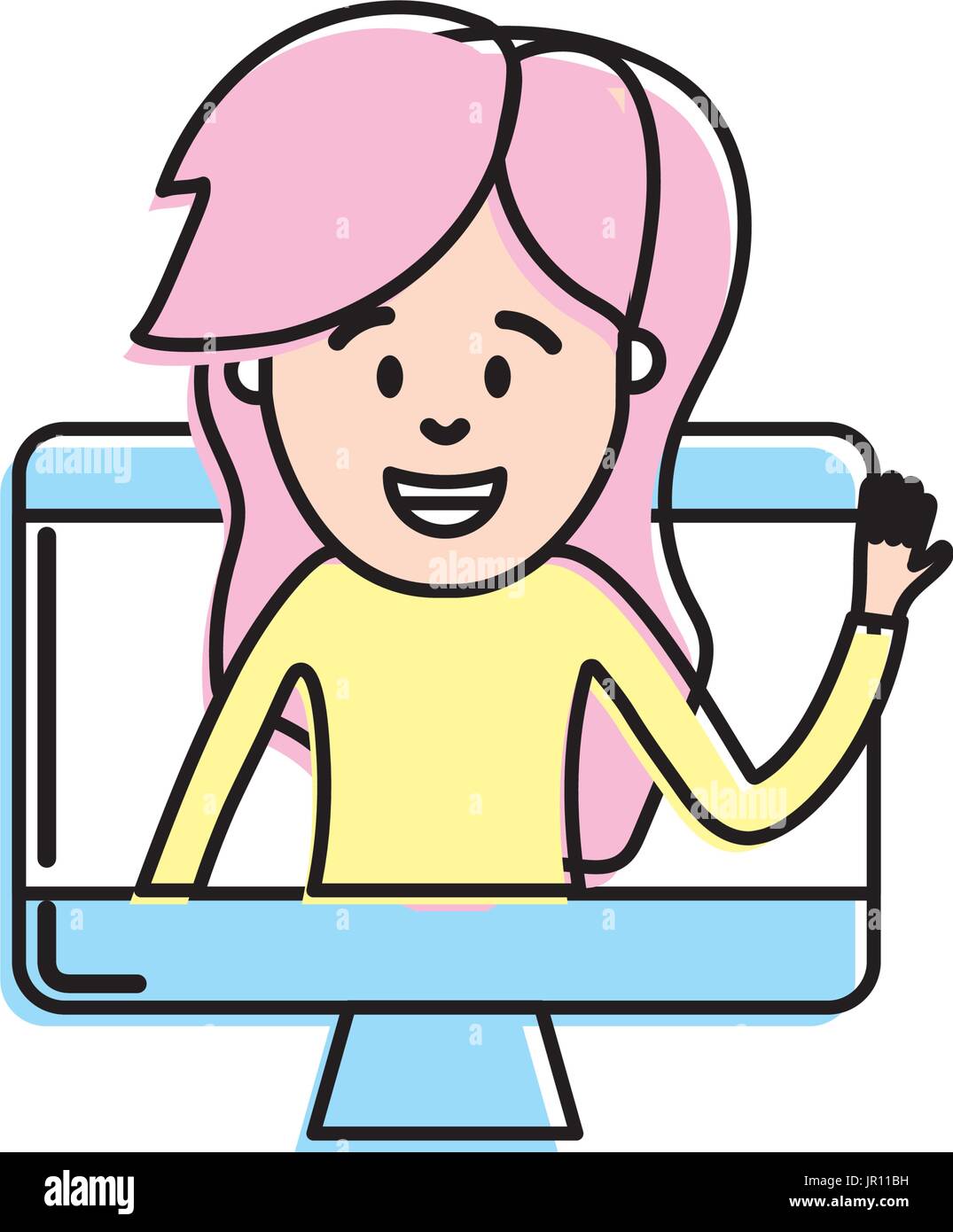 technology computer with woman inside Stock Vector Image & Art - Alamy