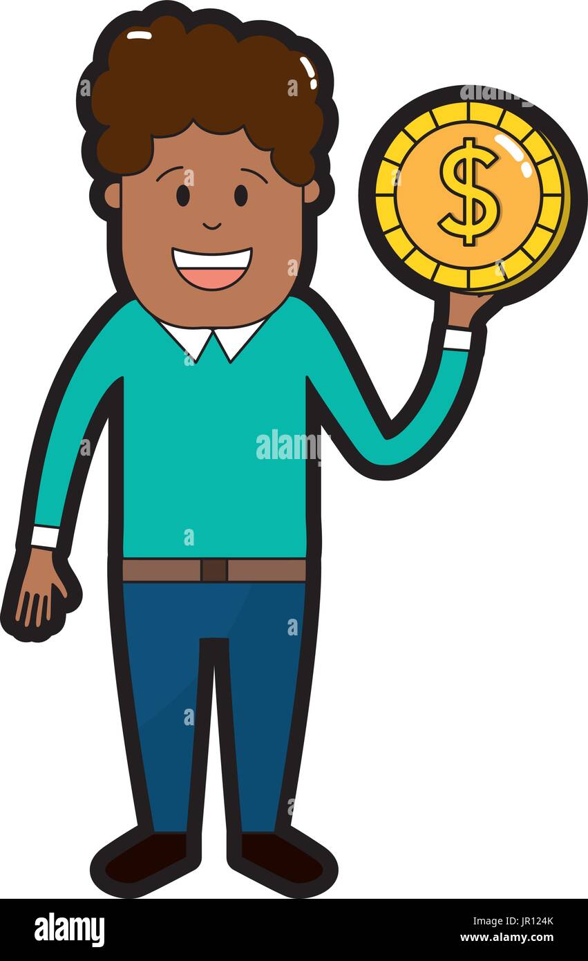 man with coin cash money in the hand Stock Vector Image & Art - Alamy