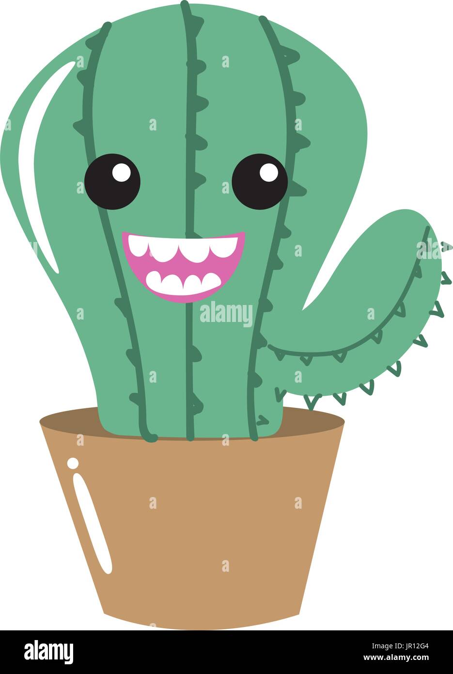 kawaii cute happy cactus plant Stock Vector Image & Art - Alamy