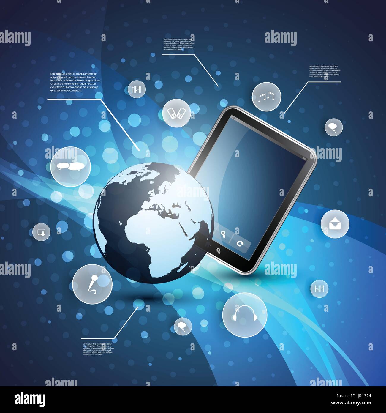 Blue Futuristic Cloud Computing Concept Design with Globe and Bubbly ...