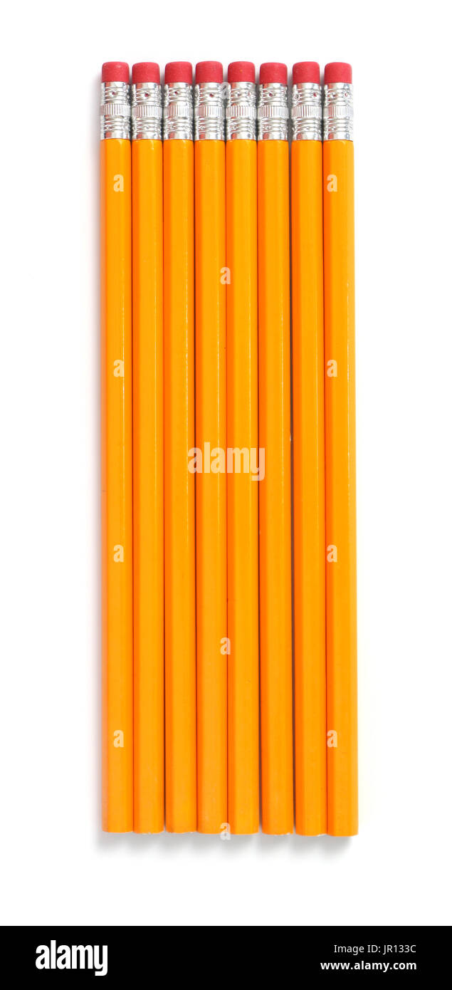 Yellow wooden number two pencils on a white background Stock Photo - Alamy