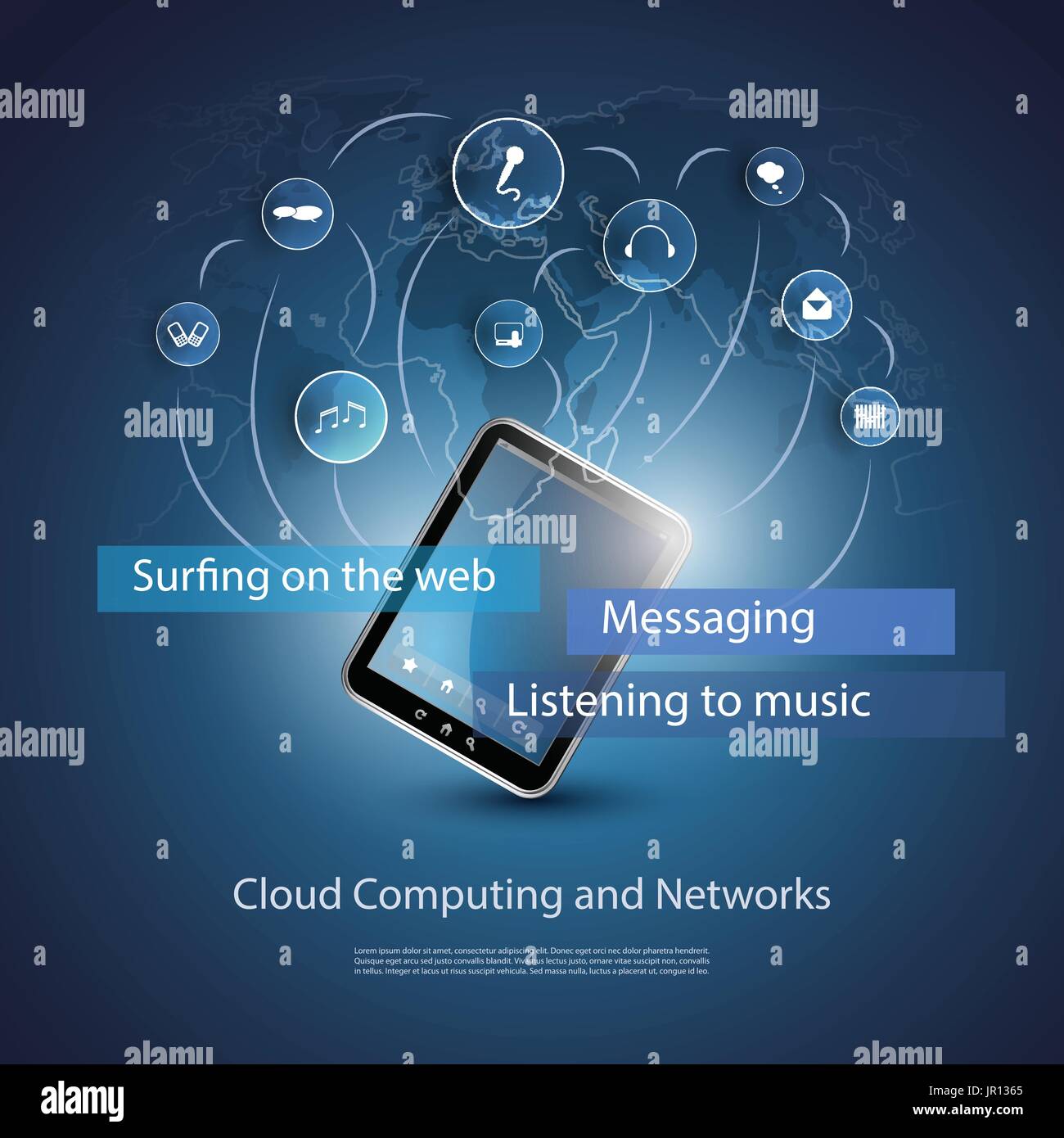 Blue Abstract Cloud Computing Concept Design for Technology with World ...