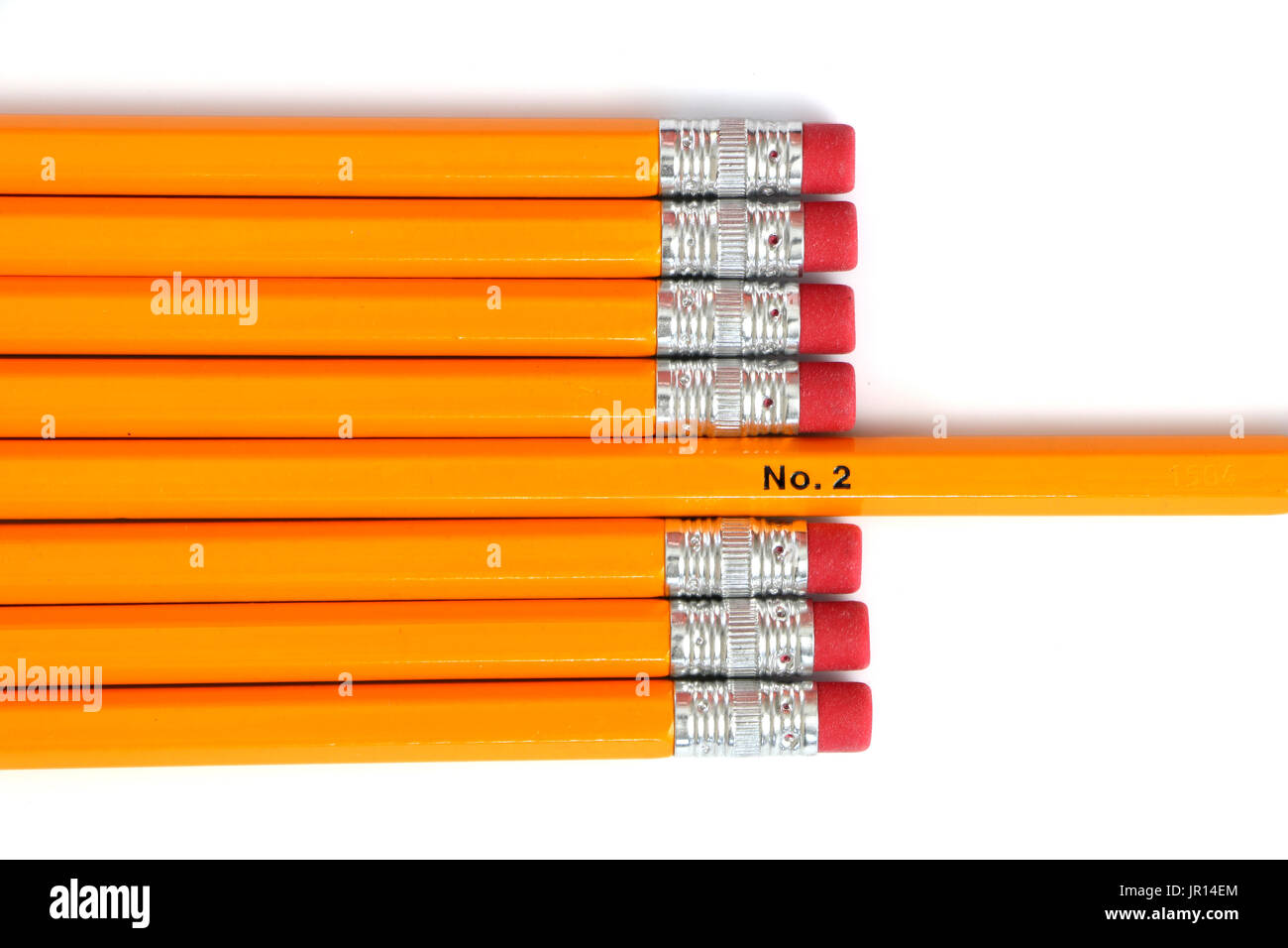 Yellow wooden number two pencils on a white background Stock Photo - Alamy