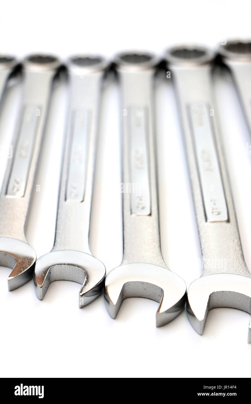 A Set of Metric Wrenches on a White Background Stock Photo - Alamy