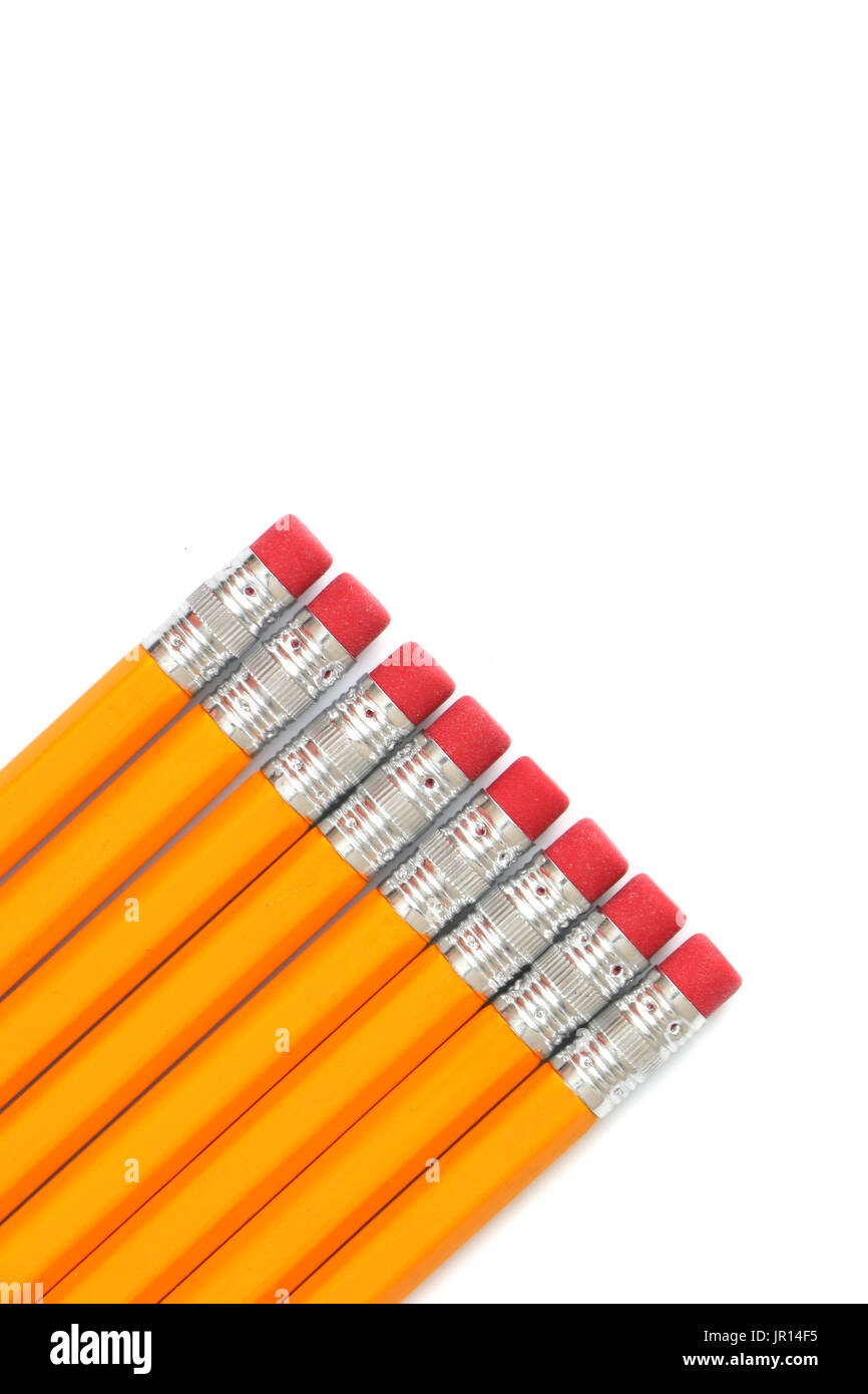 Yellow wooden number two pencils on a white background Stock Photo - Alamy