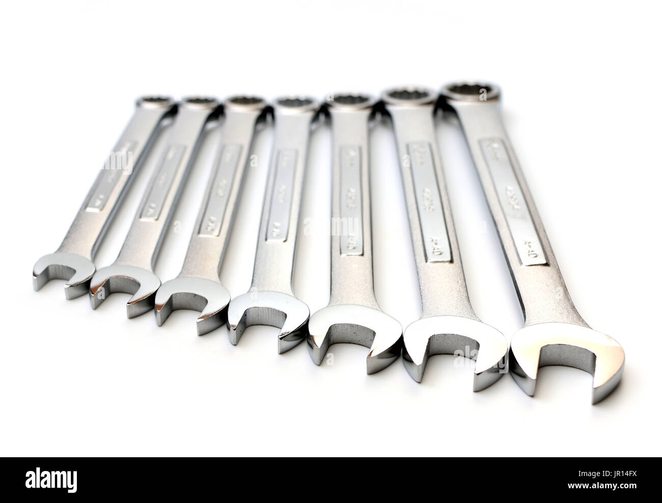 A Set of Metric Wrenches on a White Background Stock Photo - Alamy