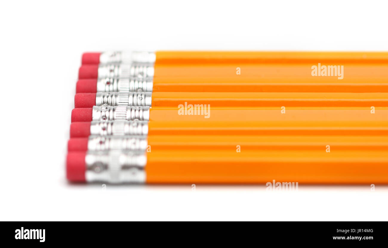 Yellow wooden number two pencils on a white background Stock Photo - Alamy