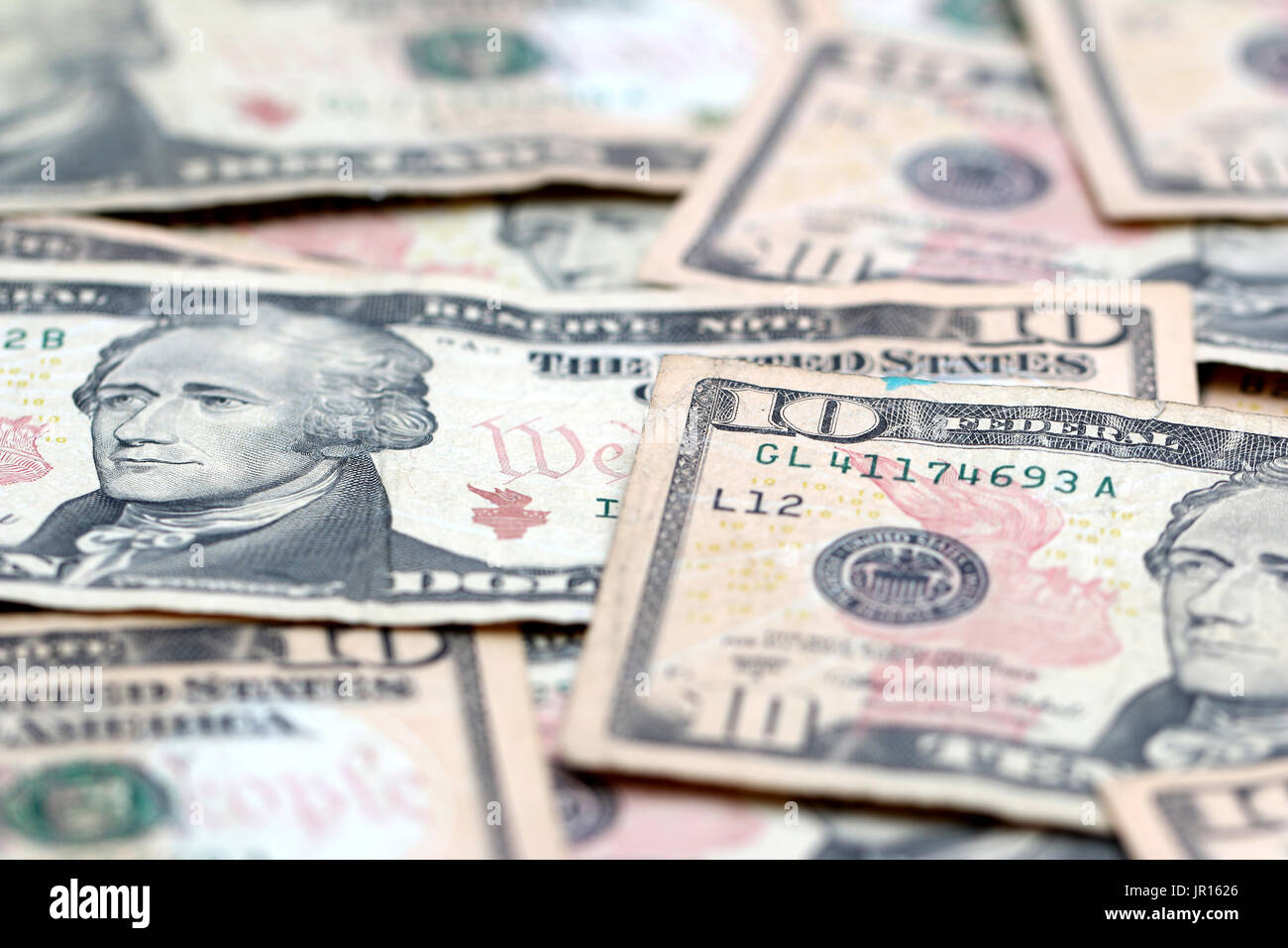 A background of crisp ten dollar bills Stock Photo - Alamy