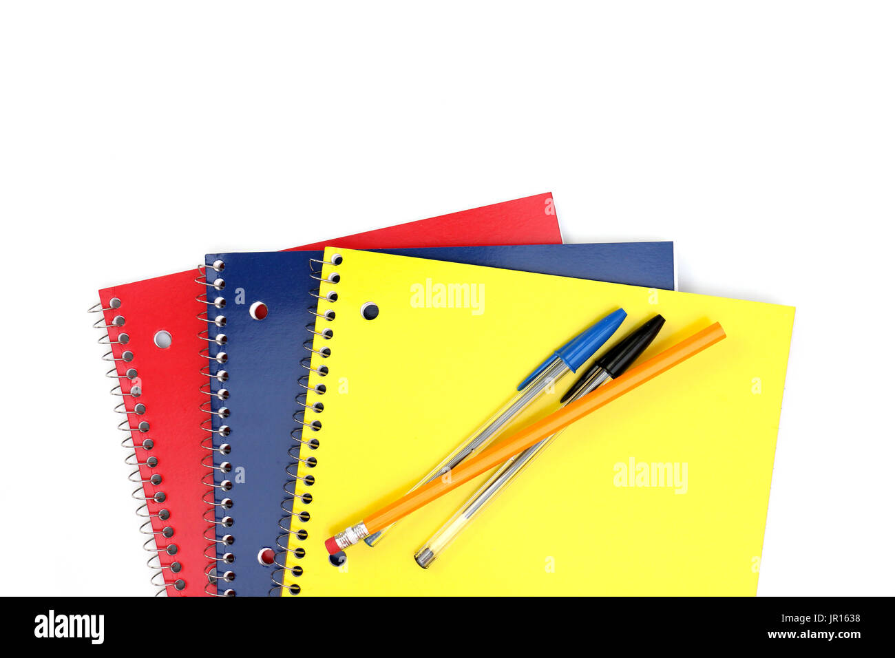 Spiral Notebooks in a stack on a white background Stock Photo - Alamy