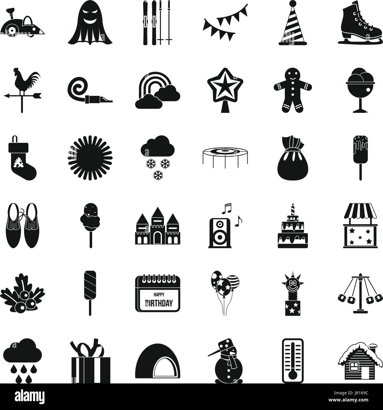 Children celebration icons set, simple style Stock Vector Image & Art ...